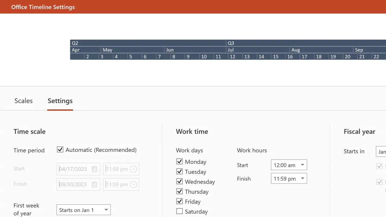 Office Timeline – Multiple Timescales for Flexible Planning